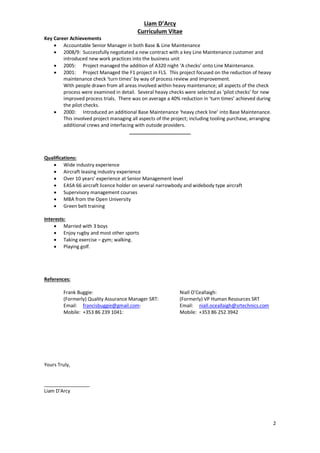 Liam D'Arcy - CV 2015 | PDF