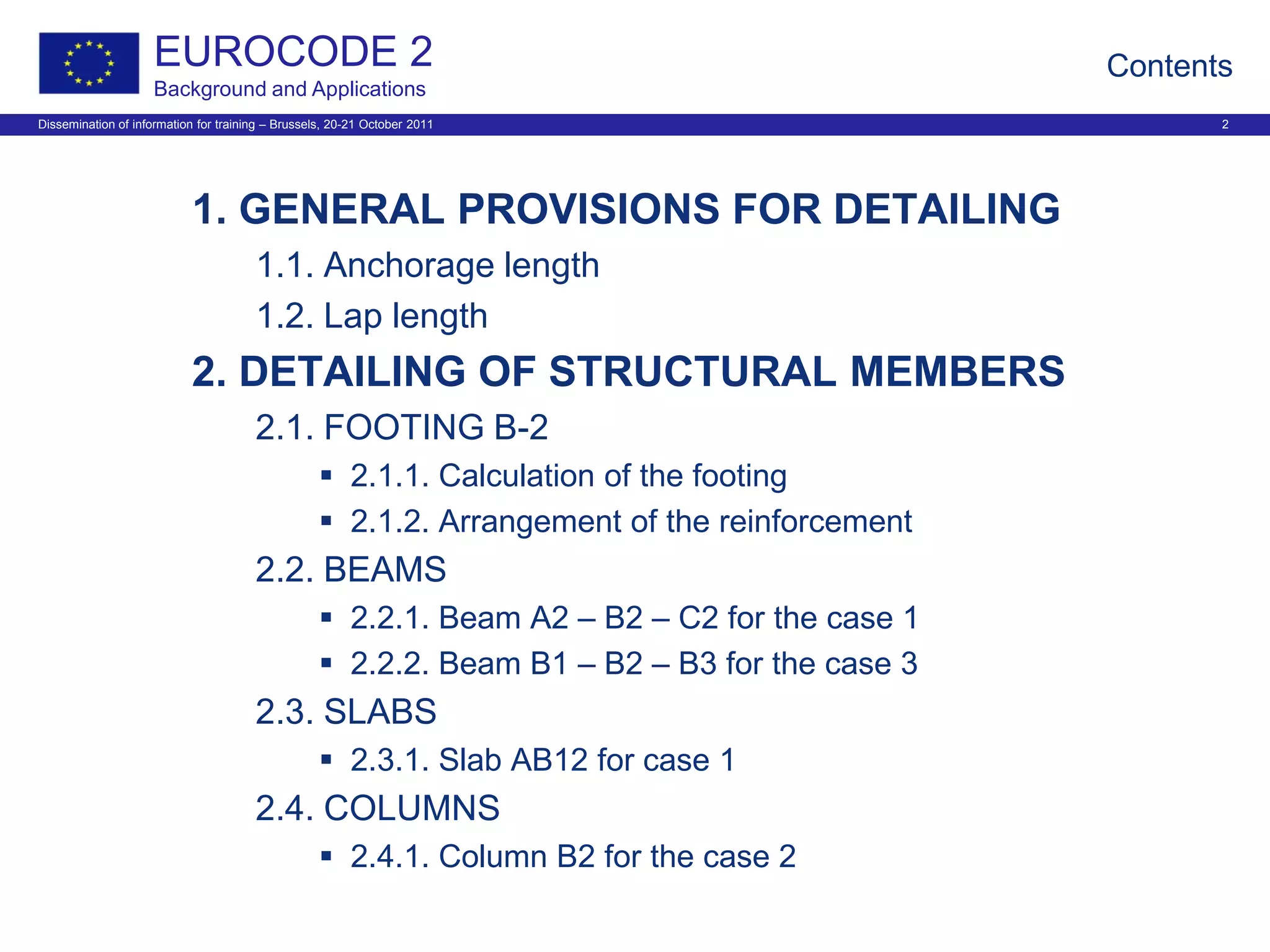 Anchorage and lap splicing Detailing of slabs, columns, beams, footings ...