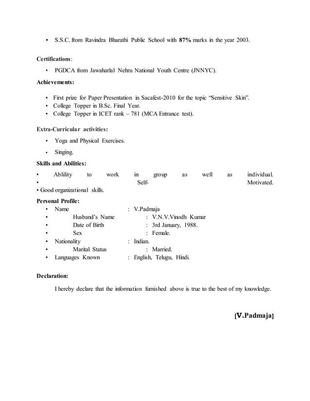 Padmaja V Resume | DOCX
