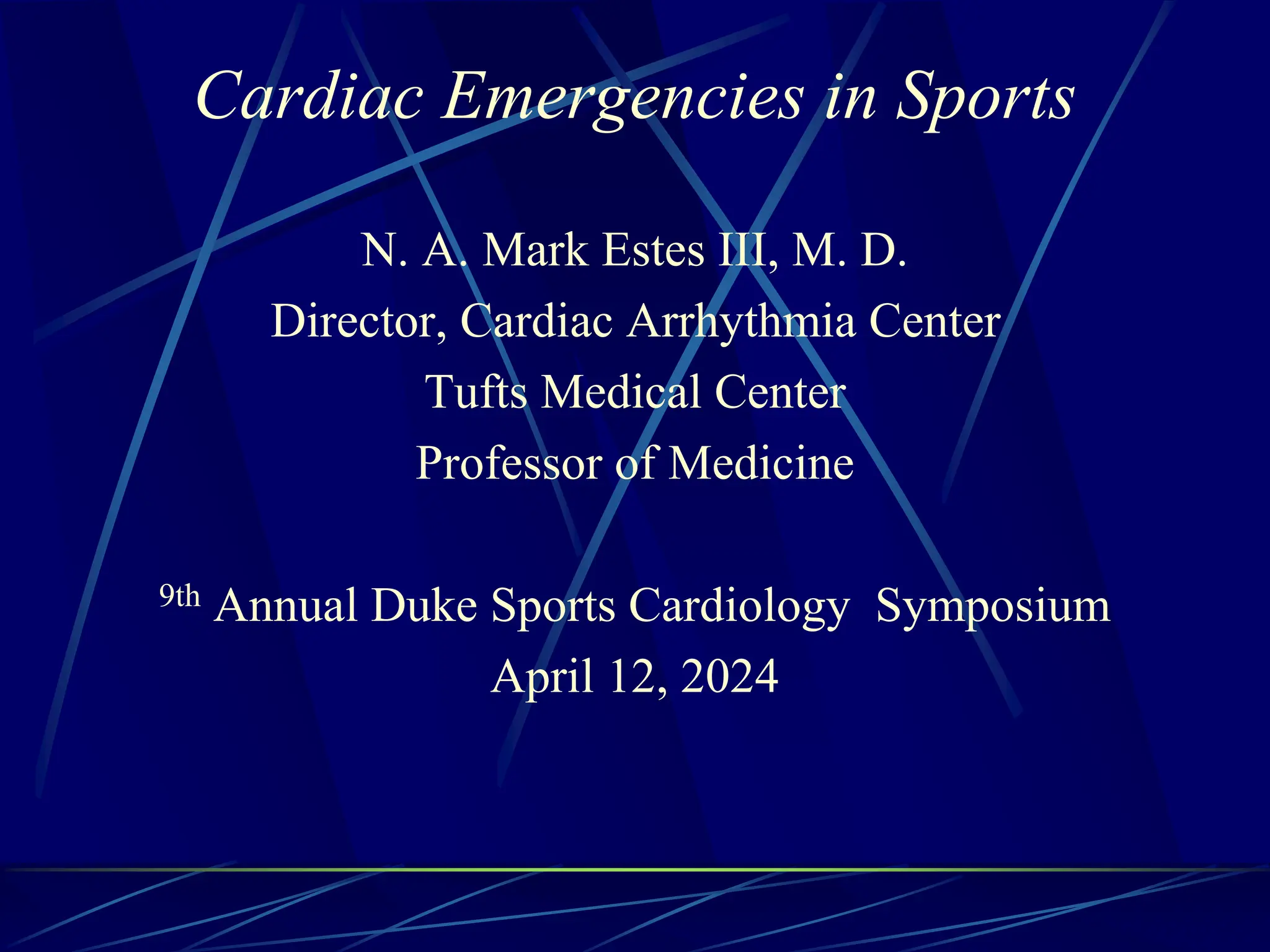 Cardiac Emergencies in Sports - Duke SCD.24