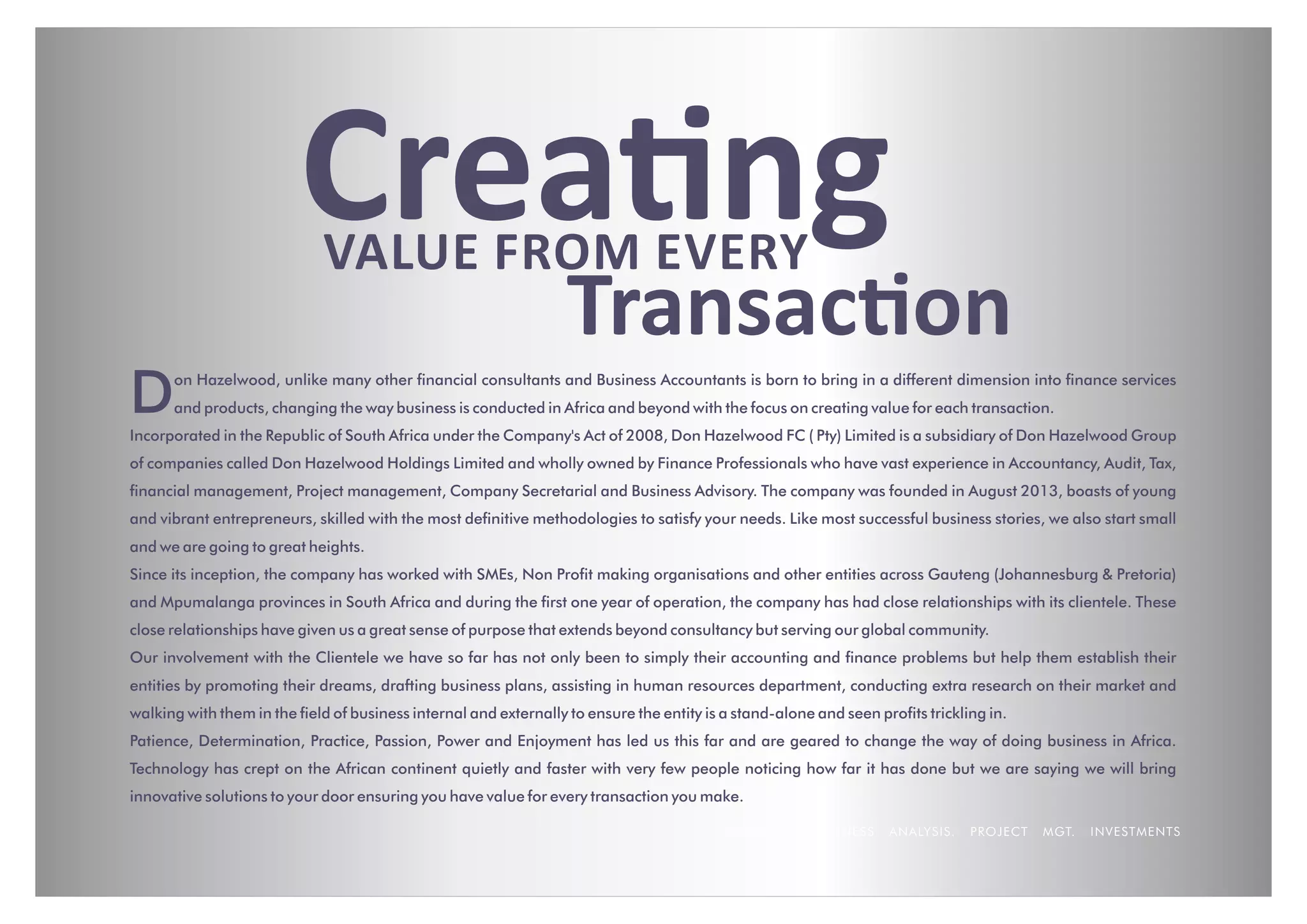 Don Hazelwood-Company Profile | PDF