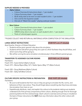 Cross-Cultural Simulation - Facilitators Instructions | PDF