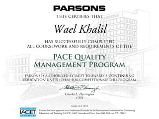 Pace certificate | PPT