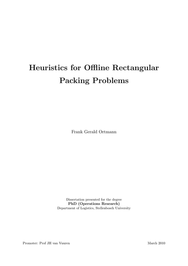 Ortmann [2010] Heuristics For Offline Rectangular Packing Problems Pdf