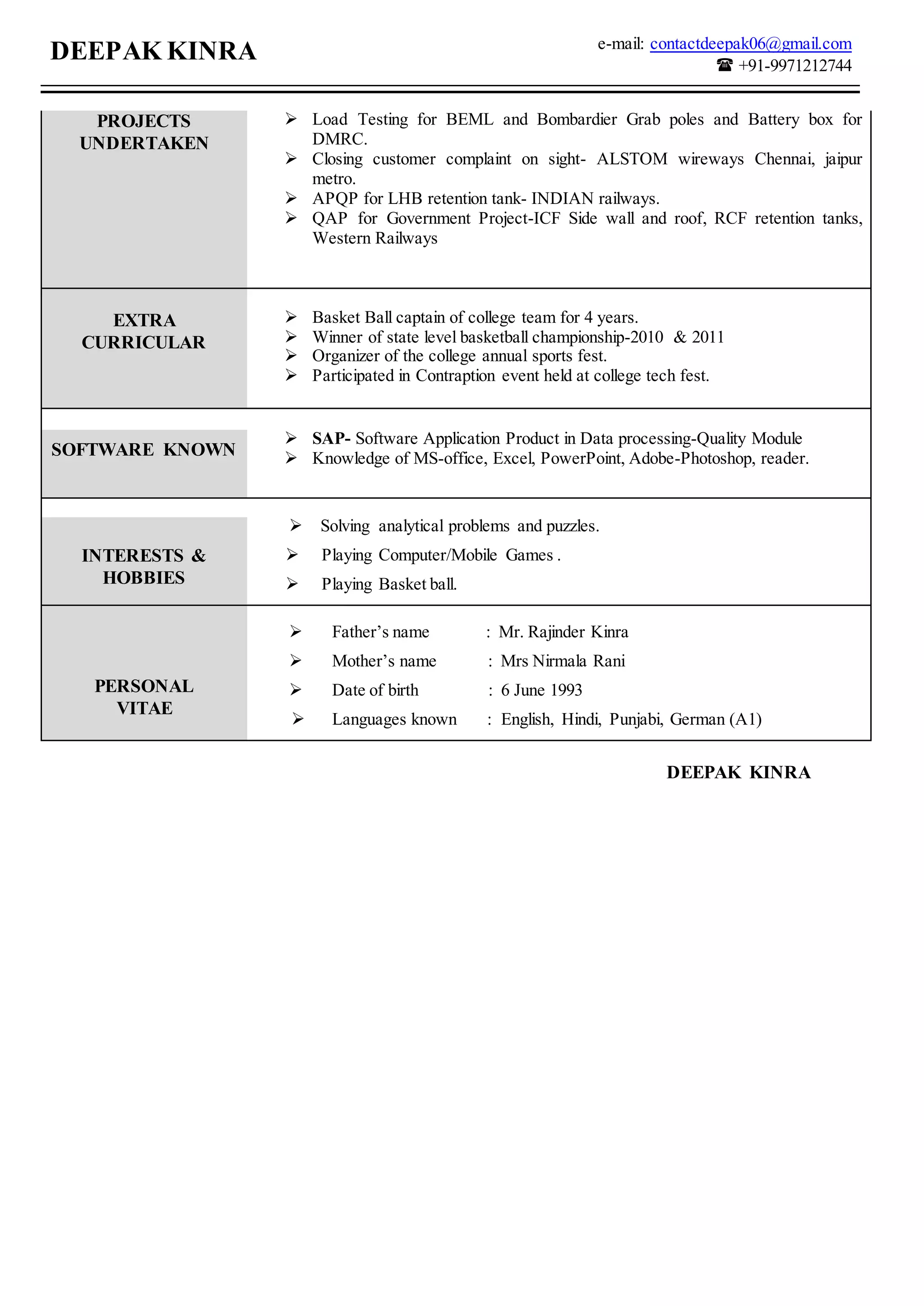 Deepak CV (1) | PDF