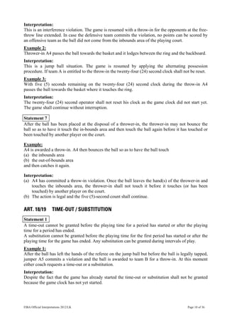 FIBA Official Basketball Rules 2012: Official Interpretations | PDF