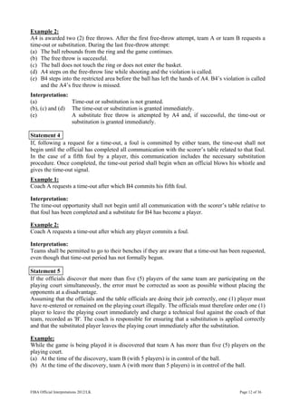 FIBA Official Basketball Rules 2012: Official Interpretations | PDF