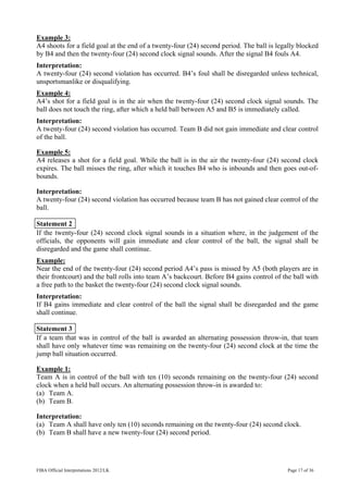 FIBA Official Basketball Rules 2012: Official Interpretations | PDF