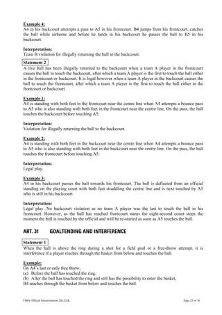 FIBA Official Basketball Rules 2012: Official Interpretations | PDF