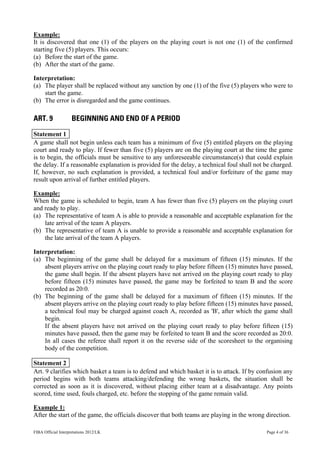 FIBA Official Basketball Rules 2012: Official Interpretations | PDF