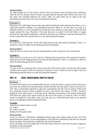 FIBA Official Basketball Rules 2012: Official Interpretations | PDF