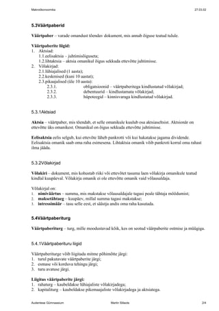 Väärtpaberid ja finantsturud | DOC