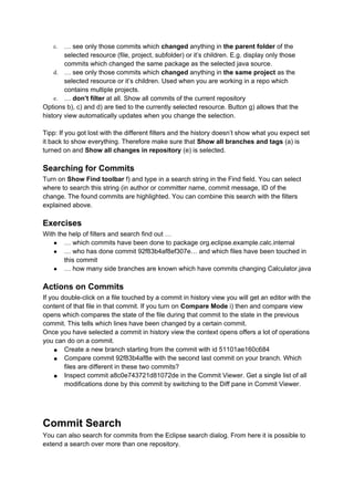 Git Tutorial EclipseCon France 2014 - Git Exercise 05 - history view | PDF
