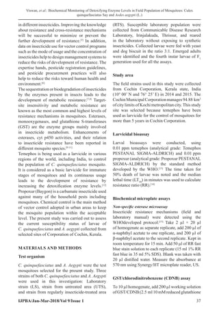 Biochemical Monitoring of Detoxifying Enzyme Levels in Field Population of Mosquitoes: Culex ...