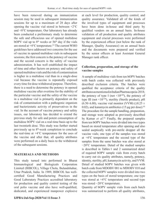 Real-time Study for Uses of Opened Multidose Vials of Live Attenuated ...