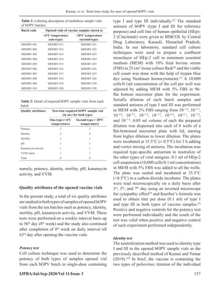 Real-time Study for Uses of Opened Multidose Vials of Live Attenuated ...