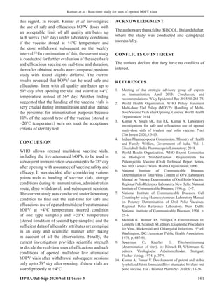 Real-time Study for Uses of Opened Multidose Vials of Live Attenuated Bivalent Oral Polio ...