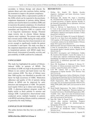 Adverse Drug Reactions of Lithium Monotherapy in Bipolar Affective ...