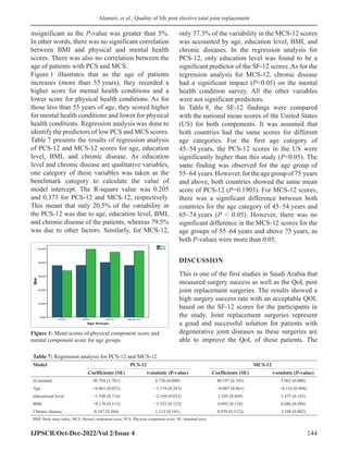 Quality of Life Post Elective Total Joint Replacement: A Cross ...