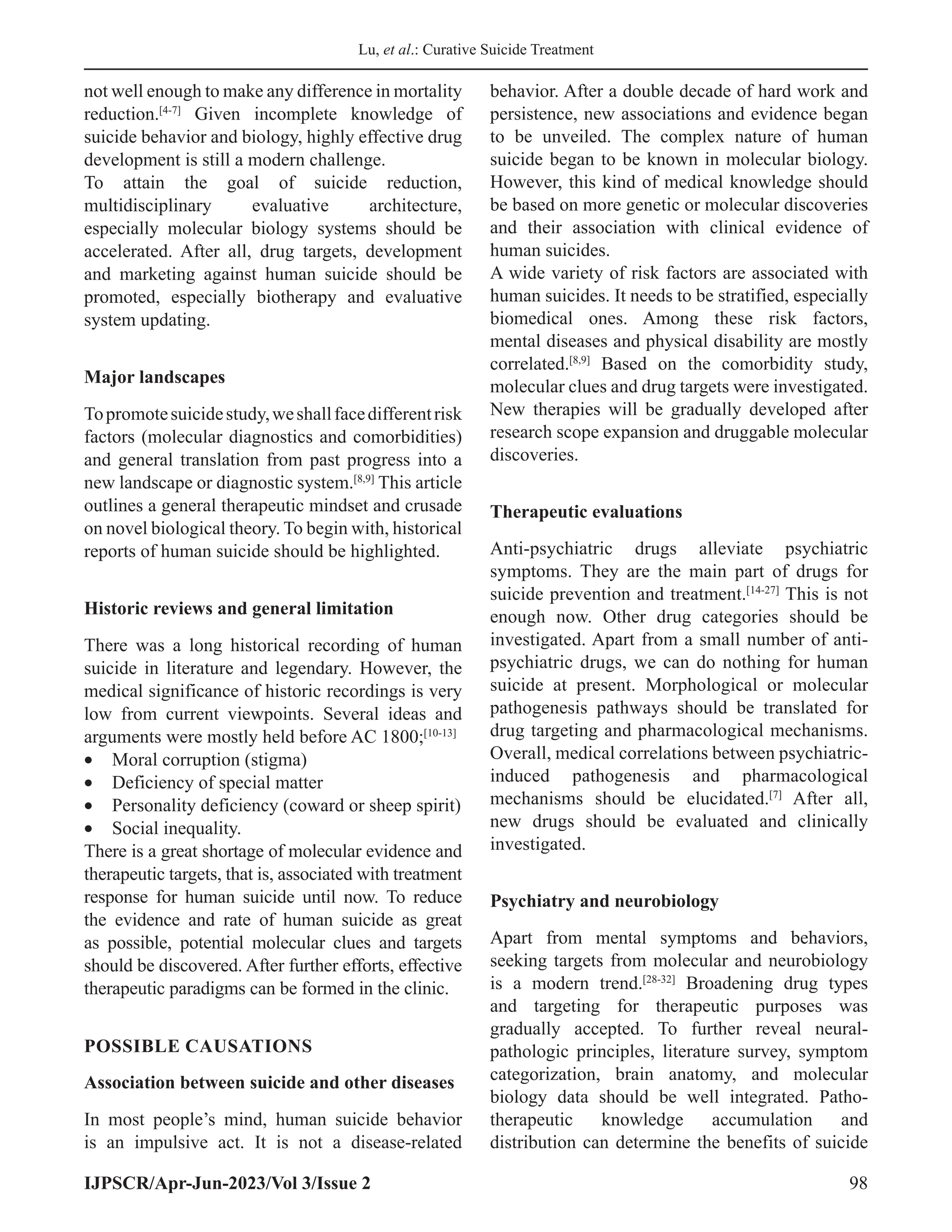 Suicide Curative Treatment Study and Drug Development | PDF