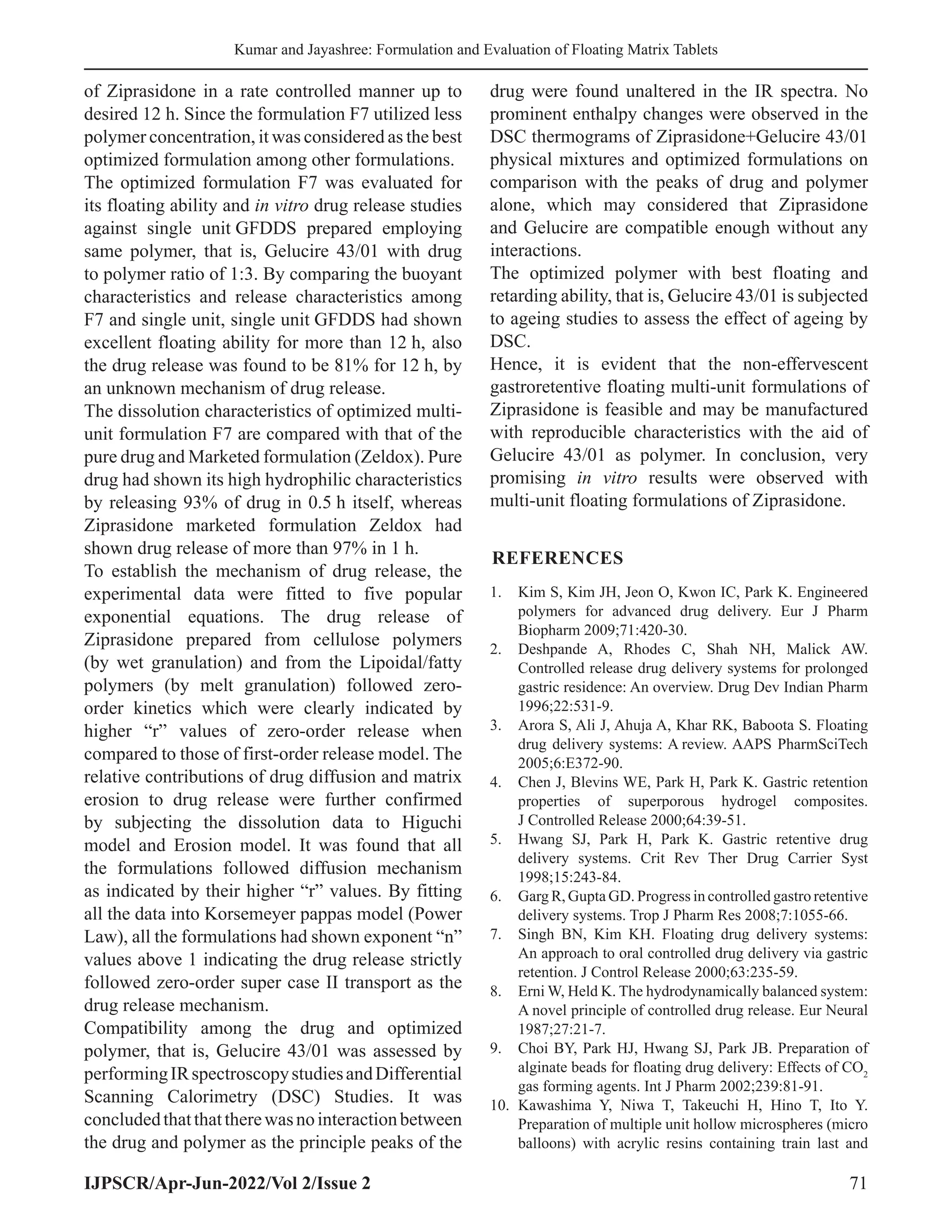 Formulation And Evaluation Of Floating Matrix Tablets Of An Antipsychotic Drug Pdf