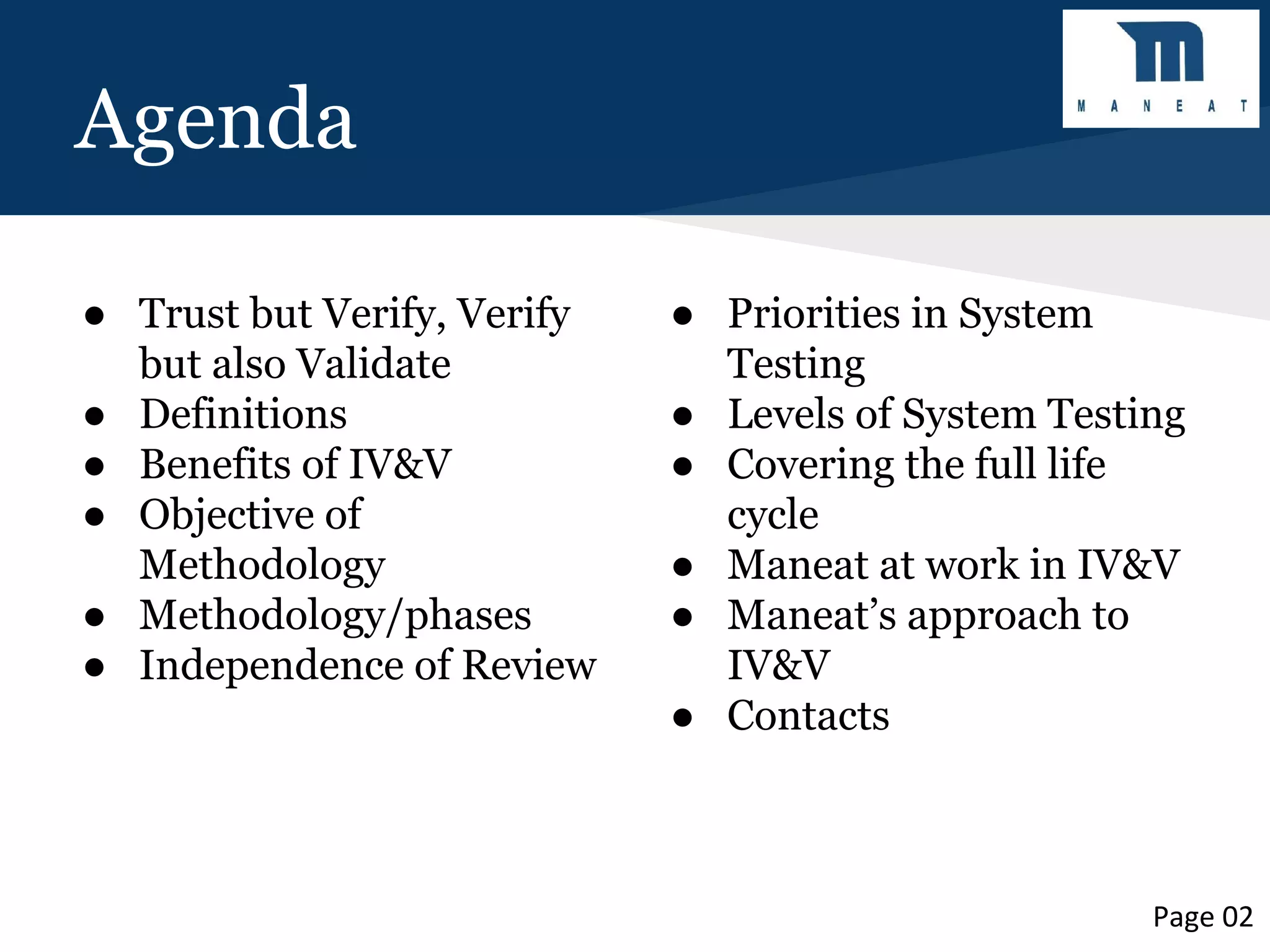 Independent verification & validation presented by Maneat v02 | PDF