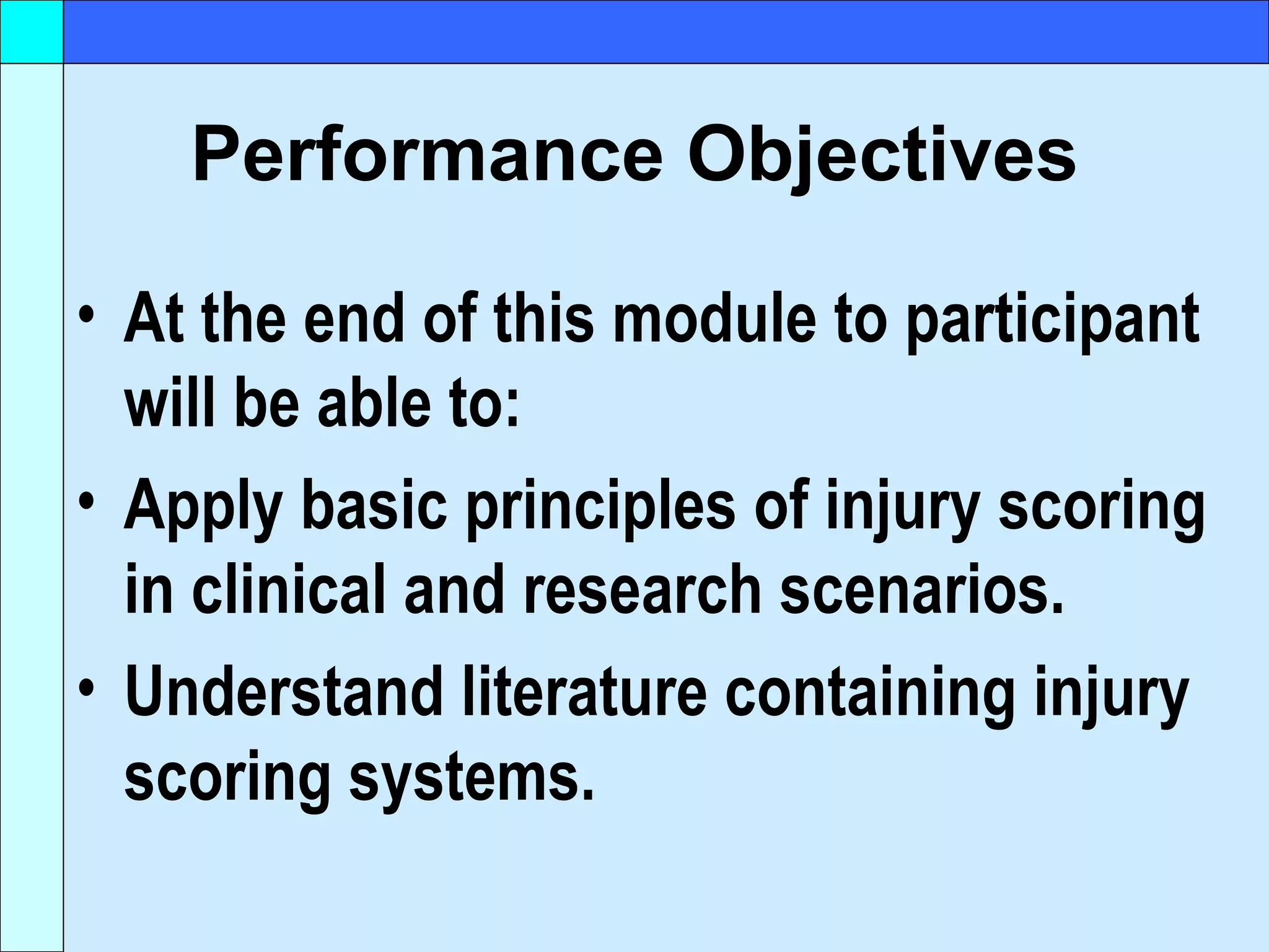 05 introduction to injury scoring systems | PPT