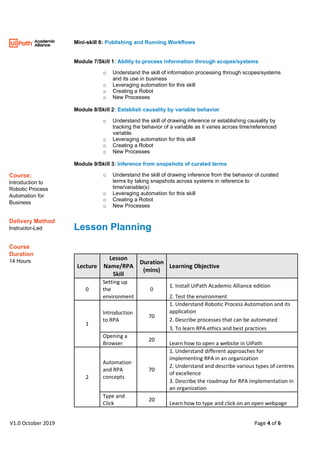 Introduction to Robotic Process Automation for Business v1.0 | PDF
