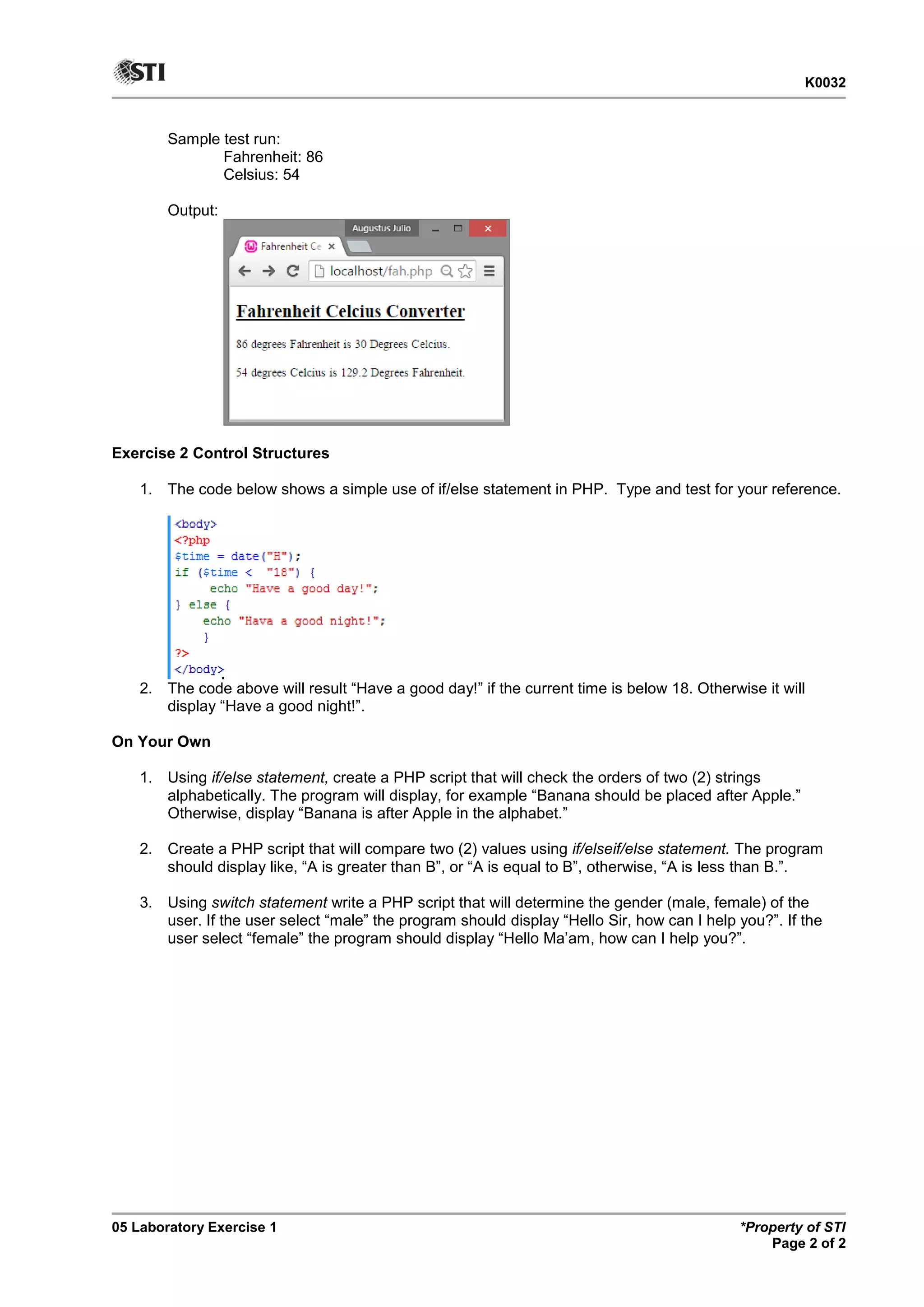 05 laboratory exercise 1 | PDF
