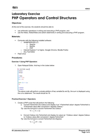 05 laboratory exercise 1 | PDF