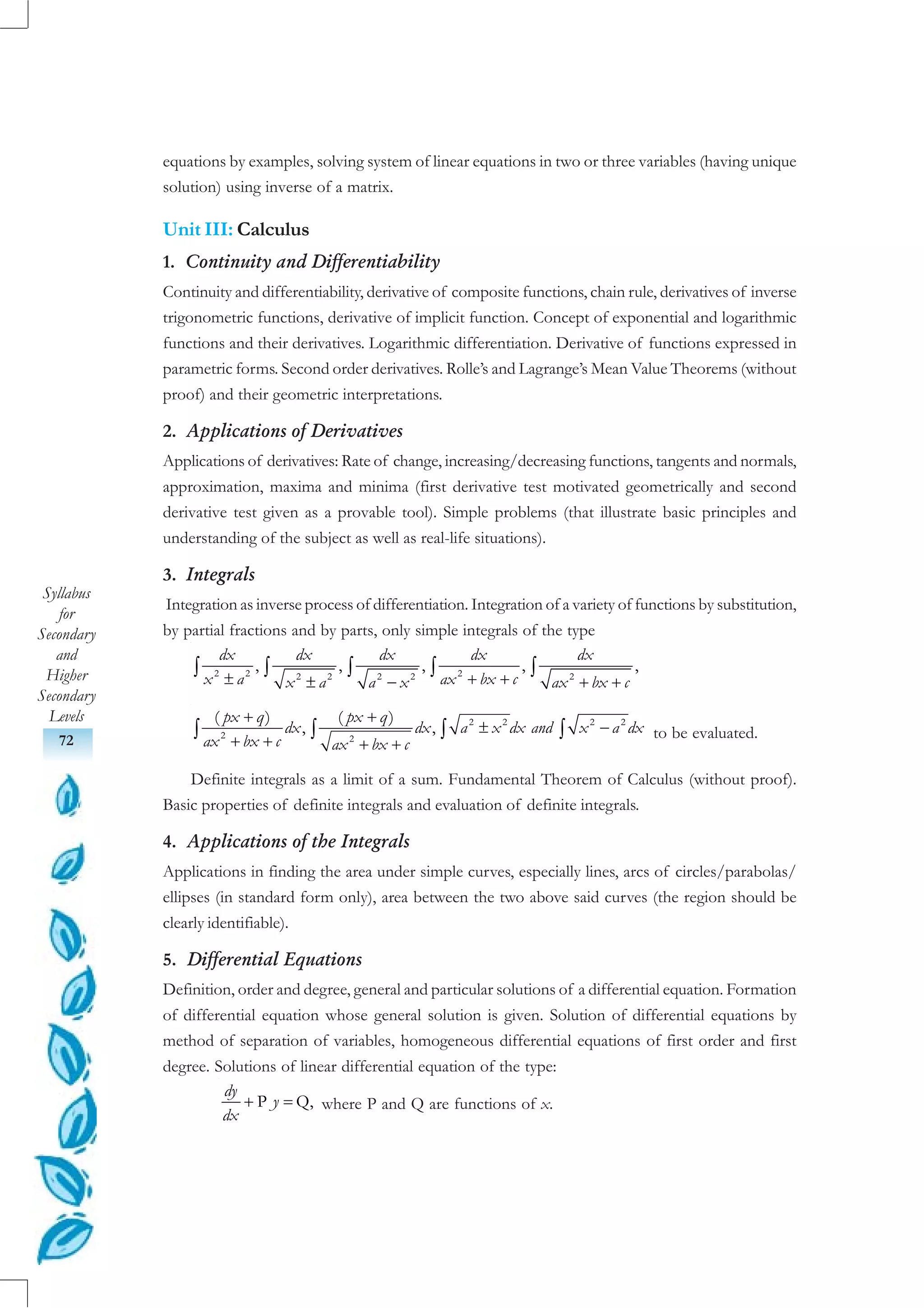 05 mathmetics (class ix xii) | PDF | Secondary Education | Education