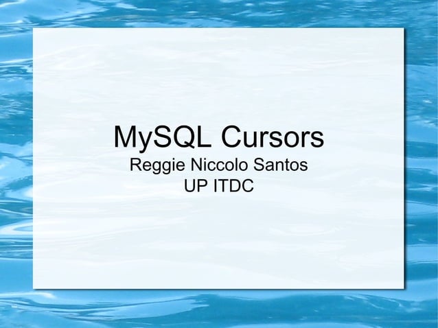 MySQL Cursors | PPT