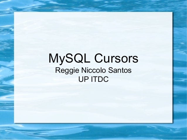 Cursors In Mysql