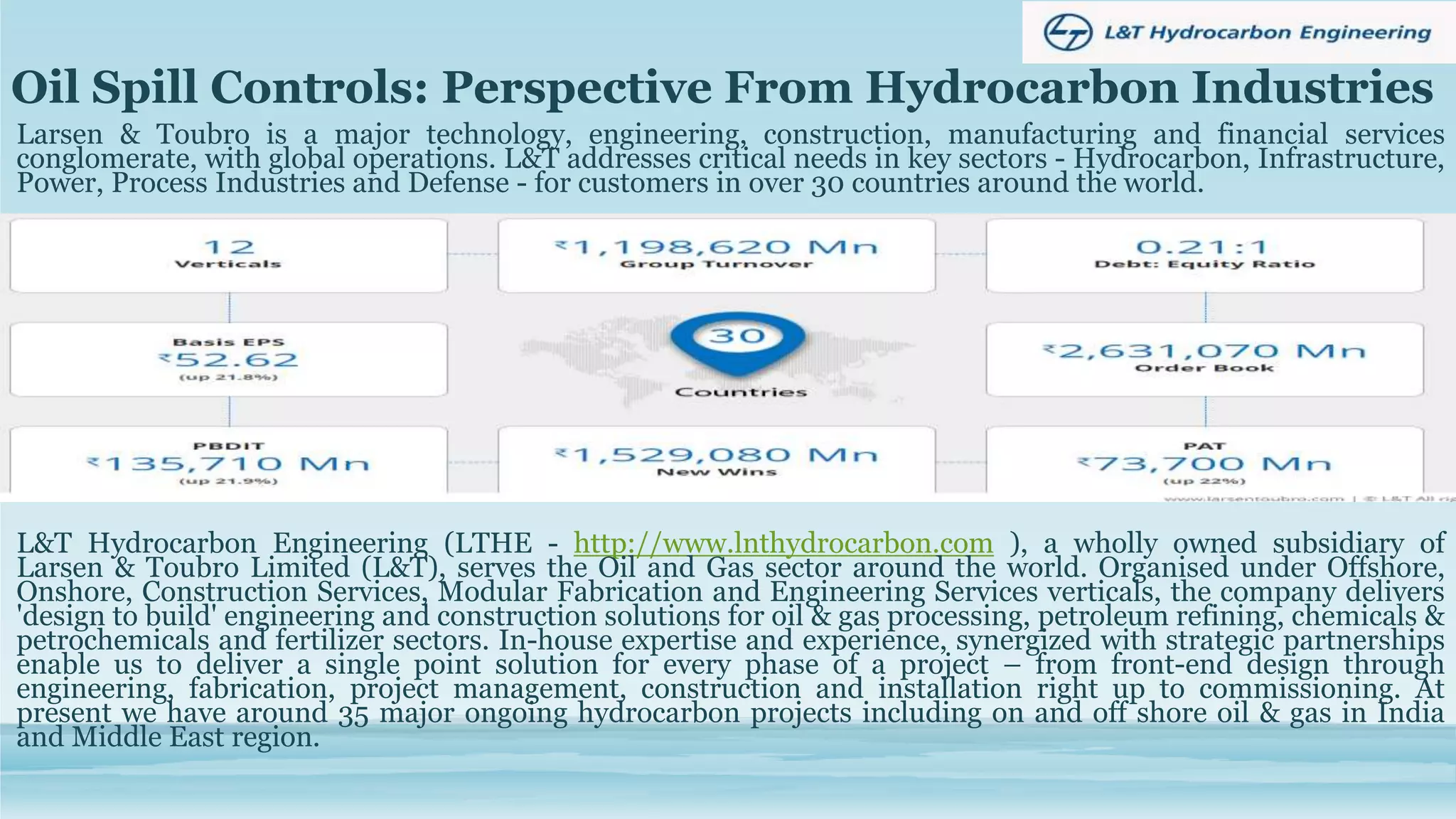 Oil Spill Controls Perspective from Hydrocarbon Industries | PPTX