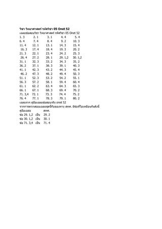 วิชา วิทยาศาสตร์ รหัสวิชา 05 onet 52 | PDF