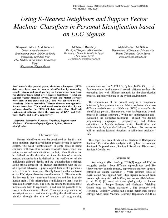 Using K-Nearest Neighbors and Support Vector Machine Classifiers in ...