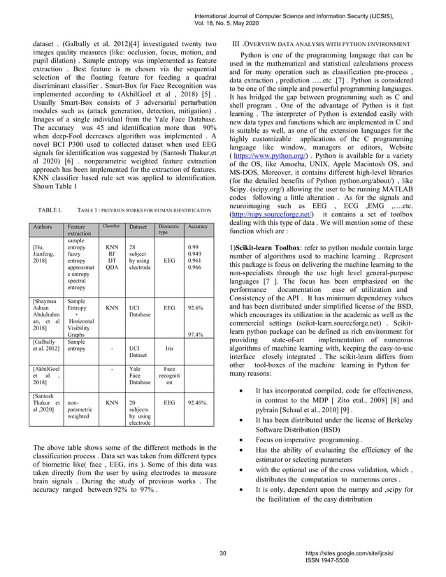 Using K-Nearest Neighbors and Support Vector Machine Classifiers in Personal Identification ...