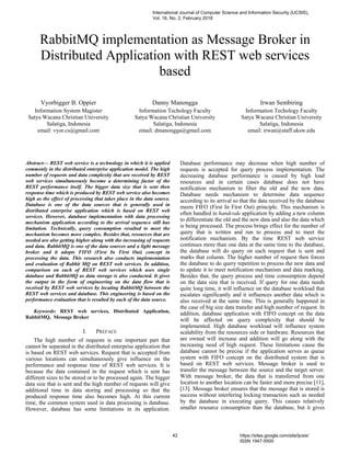 RabbitMQ Implementation as Message Broker in Distributed Application with REST Web Services ...