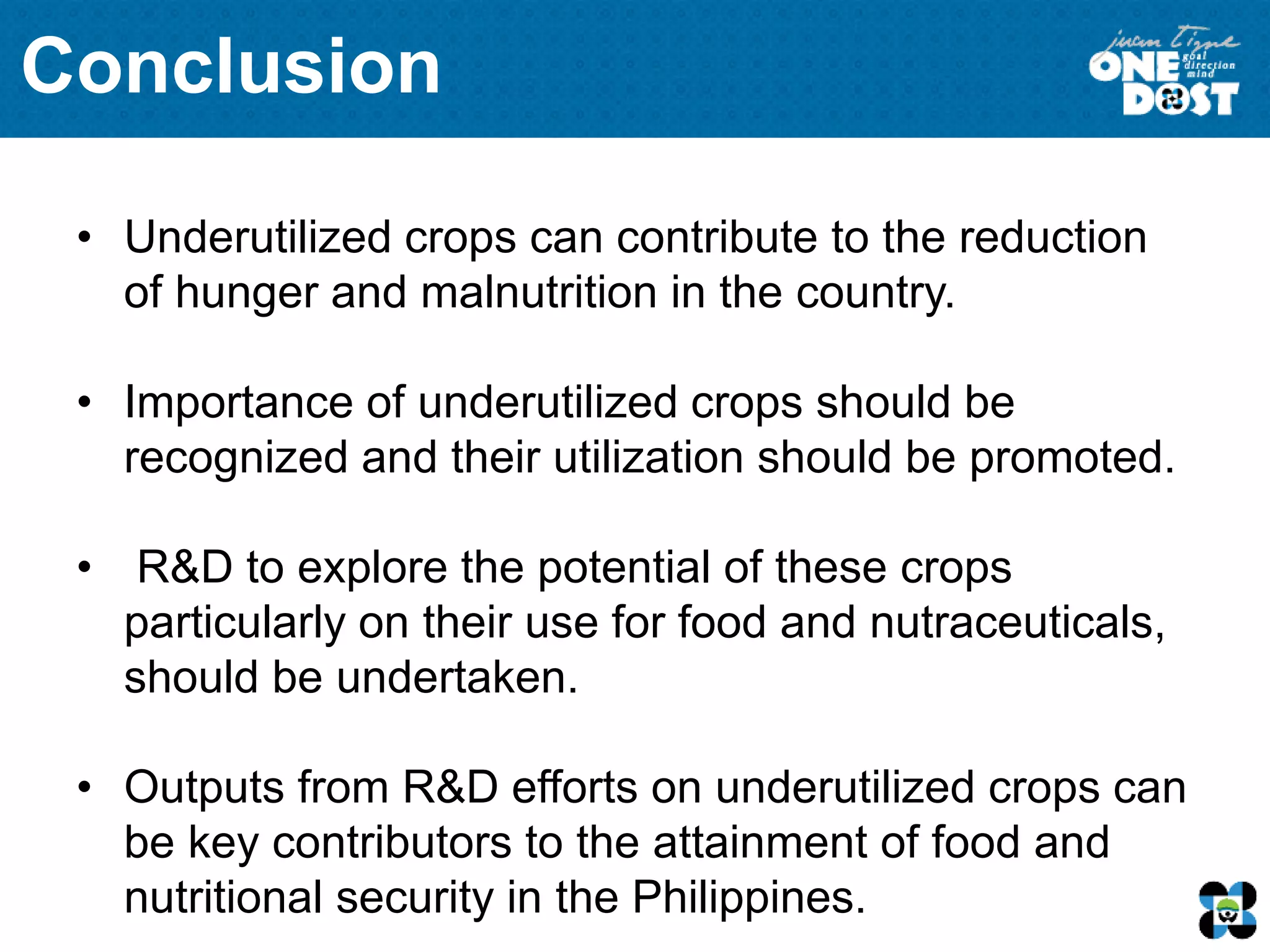 Country Status Reports on Underutilized Crops by Reynaldo V. Ebora ...