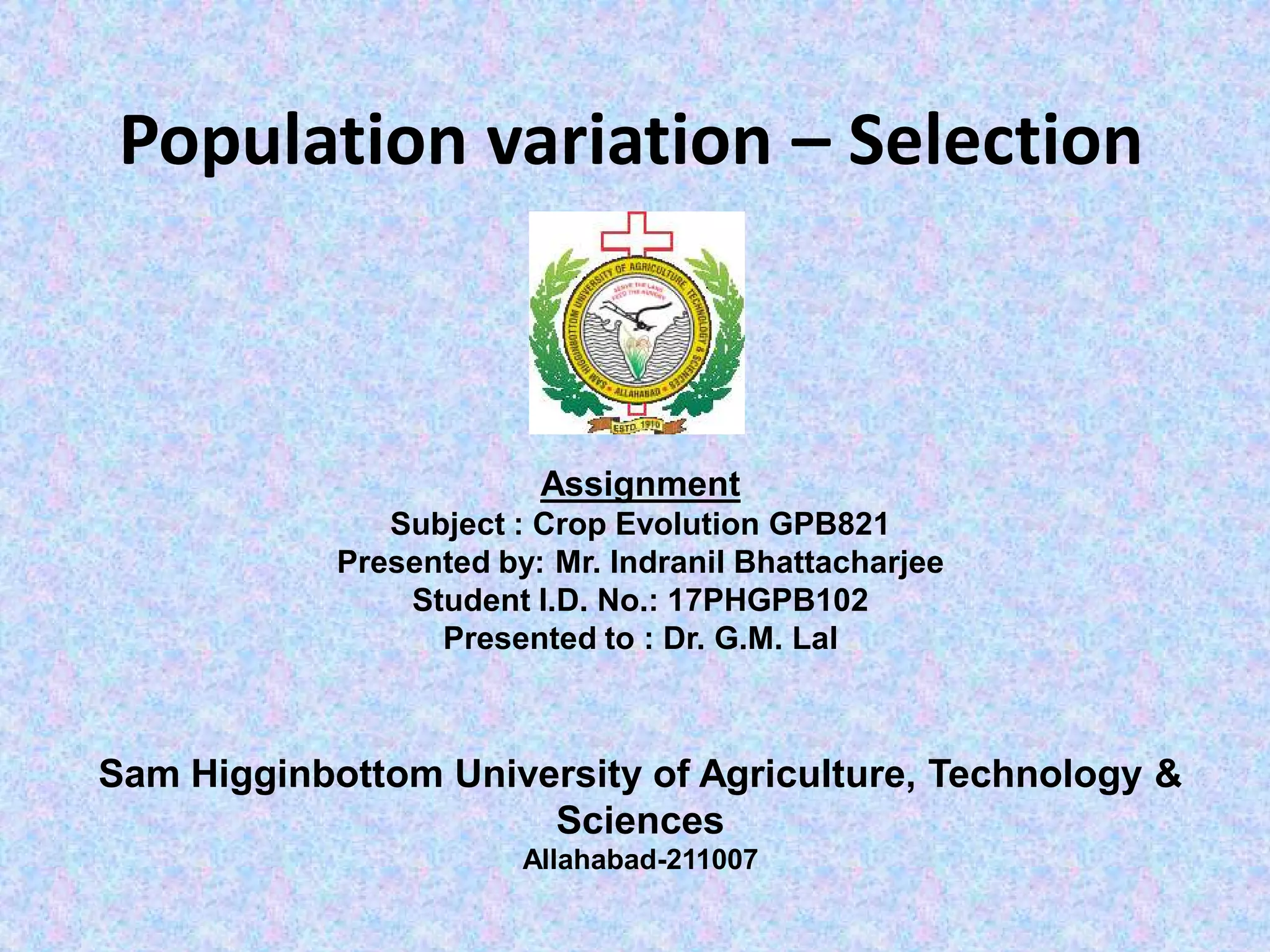 05 population variation and selection | PDF