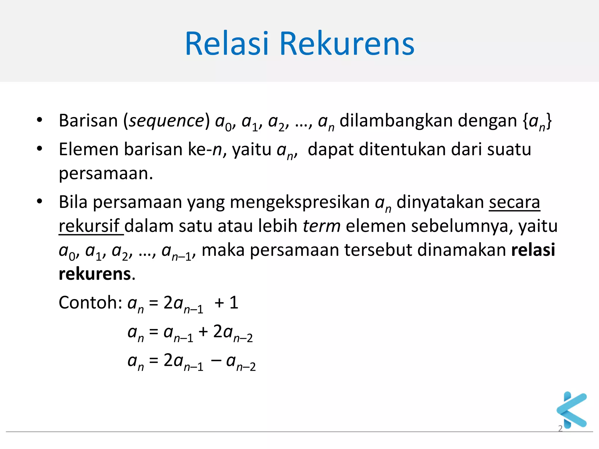 Matematika Diskrit - 05 rekursi dan relasi rekurens - 02 | PDF