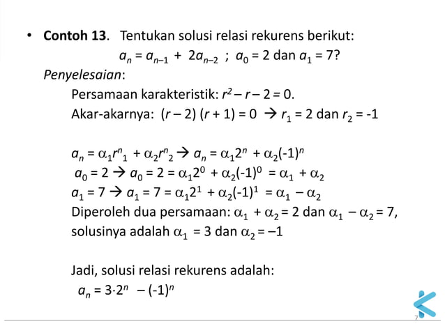 Matematika Diskrit - 05 rekursi dan relasi rekurens - 04 | PPT