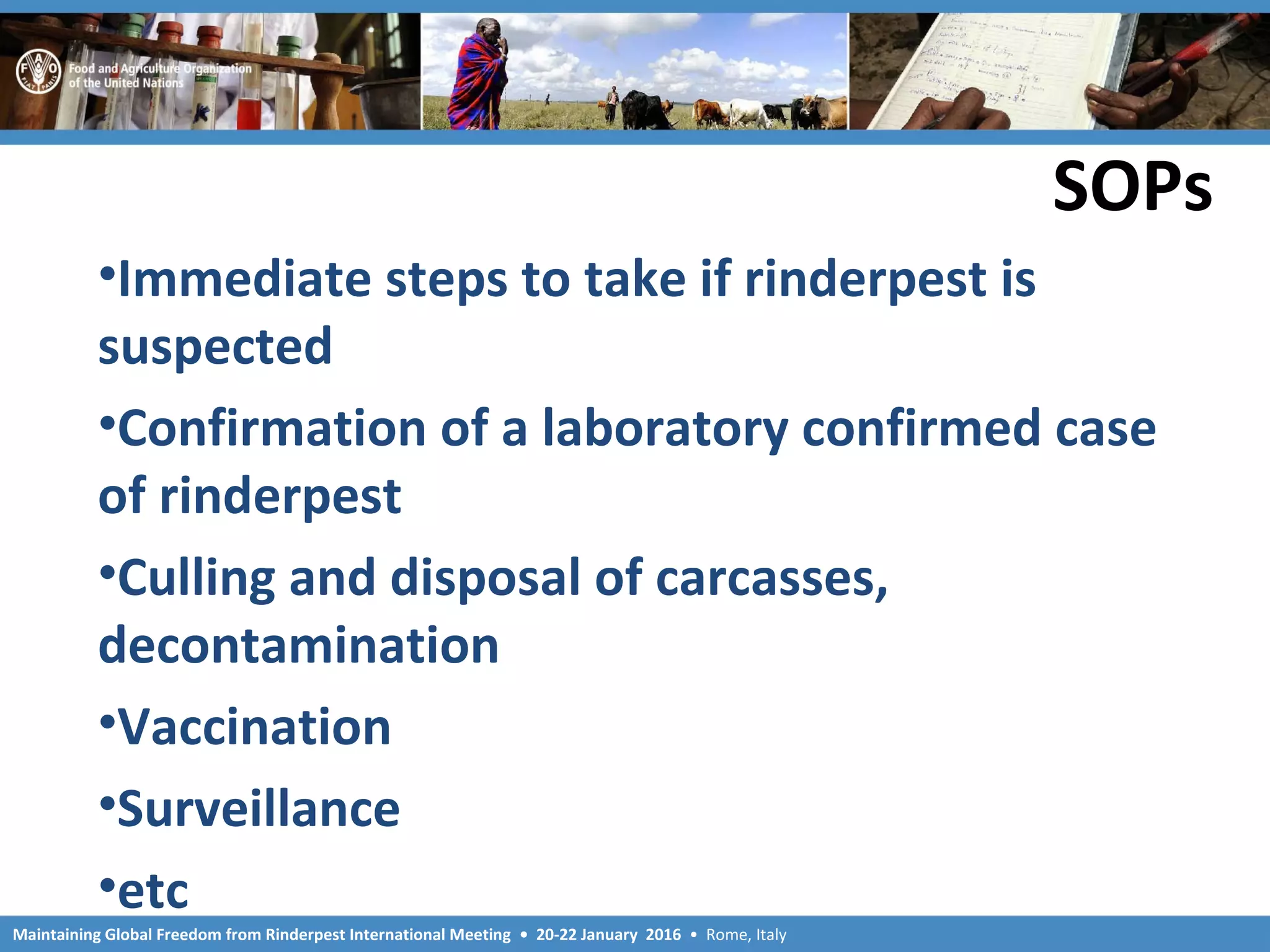 Component of the global plan of actions for rinderpest | PPT