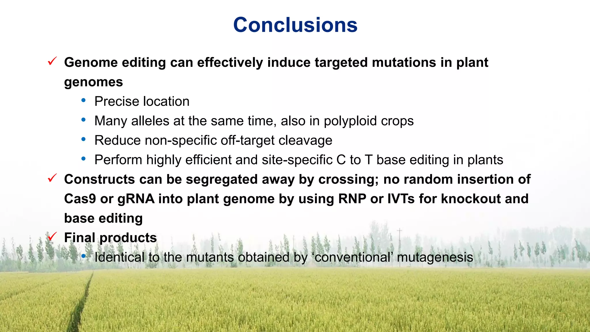 An overview of agricultural applications of genome editing: Crop plants ...