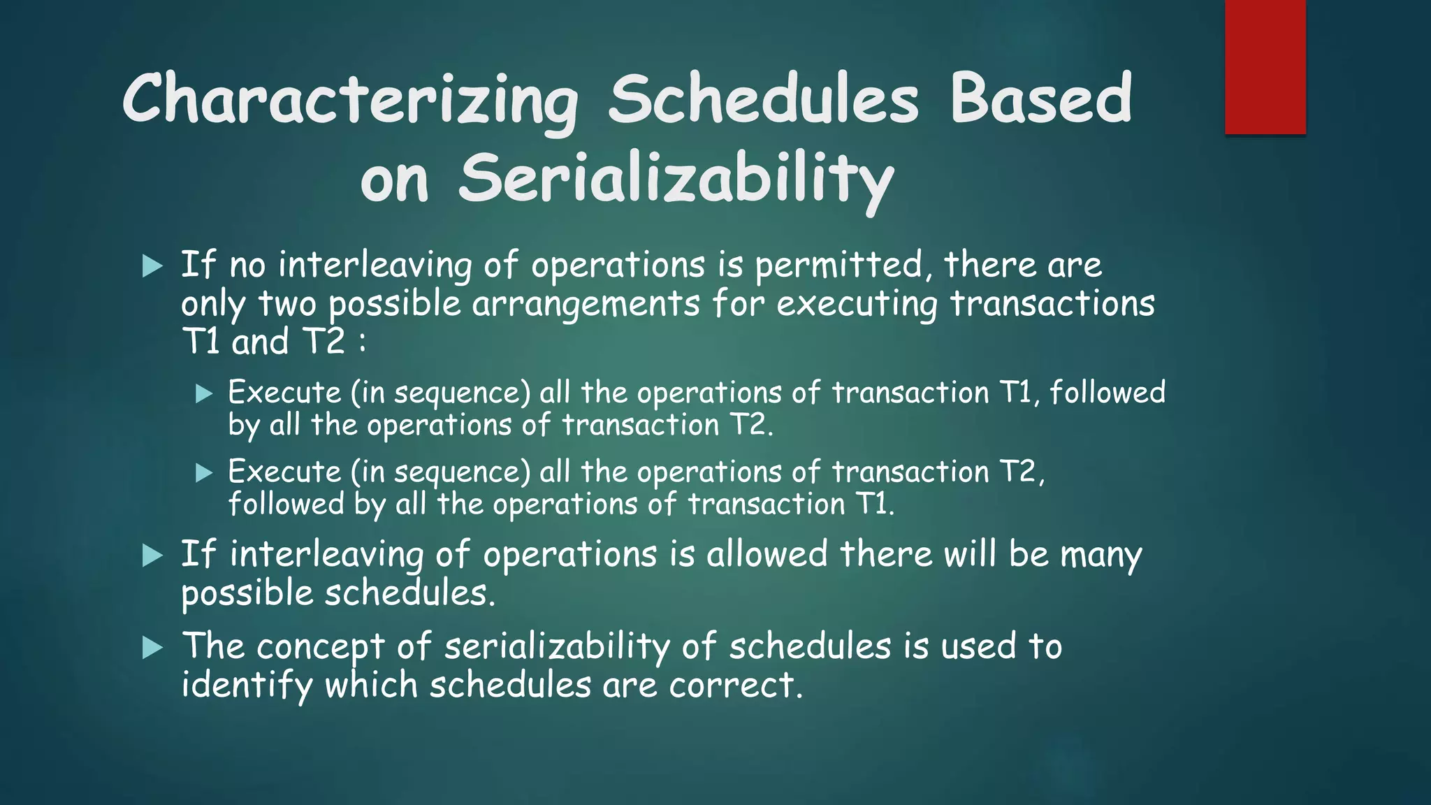 Characteristics Schedule based on Recover-ability & Serial-ability | PPTX