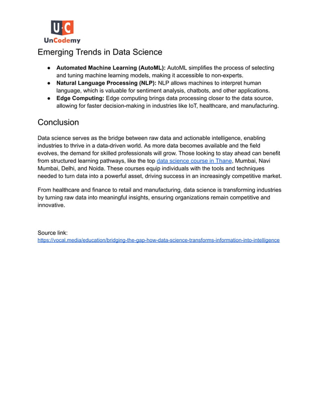 Bridging the Gap: How Data Science Transforms Information into Intelligence | PDF