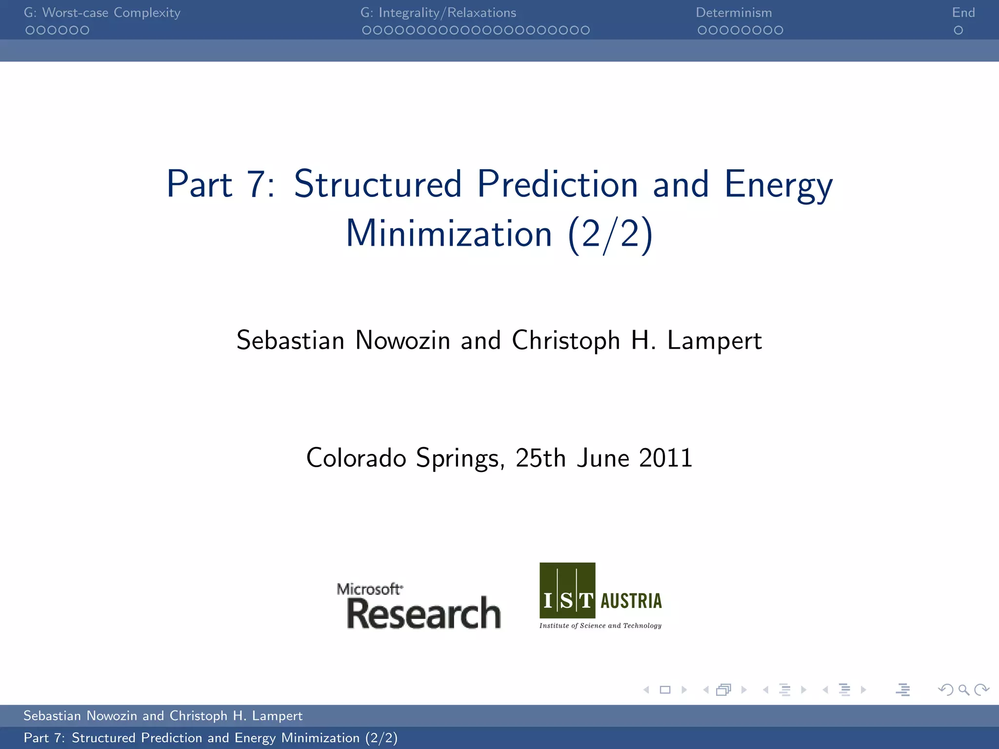 05 structured prediction and energy minimization part 2 | PPT