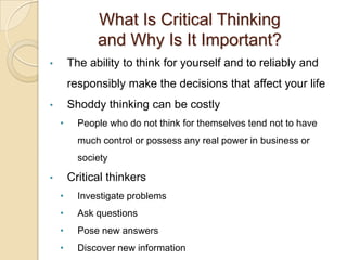 Chapter 5 Thinking Critically | PPT