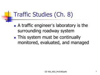 05 Traffic Data Collection (Traffic Engineering هندسة المرور & Prof ...