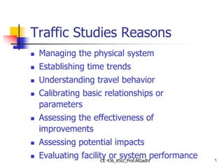 05 Traffic Data Collection (Traffic Engineering هندسة المرور & Prof ...